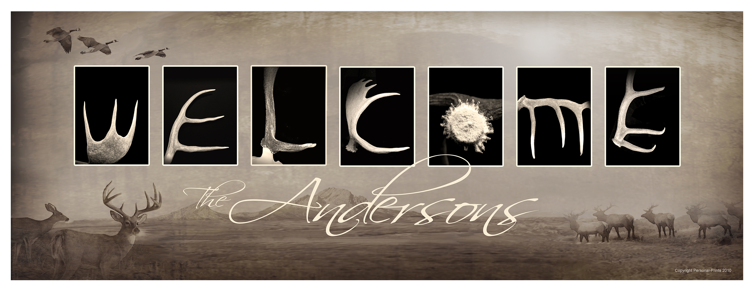 Antler Welcome Sign Personalized Block Mount Artwork | Bass Pro Shops